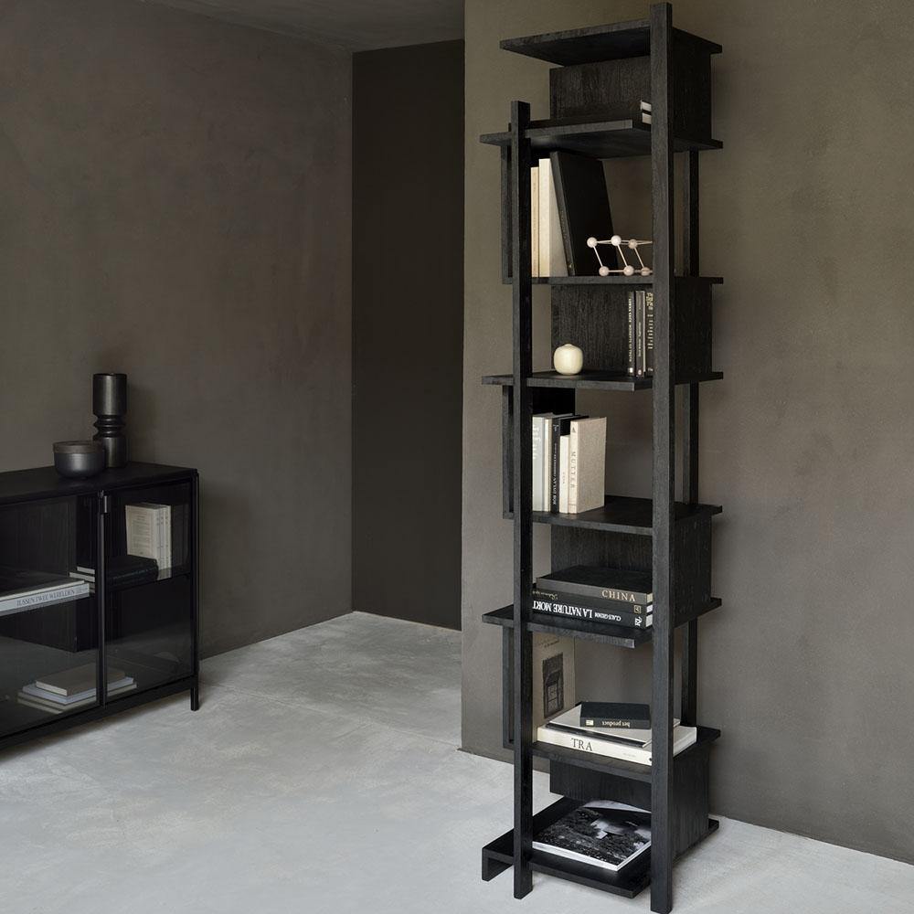 Abstract Column Shelves | Black Teak - Maker & Moss